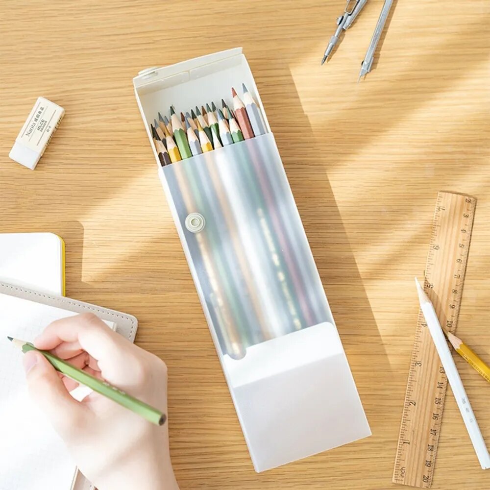 2 пластиковые прозрачные коробки для ручек, канцелярские принадлежности-белые