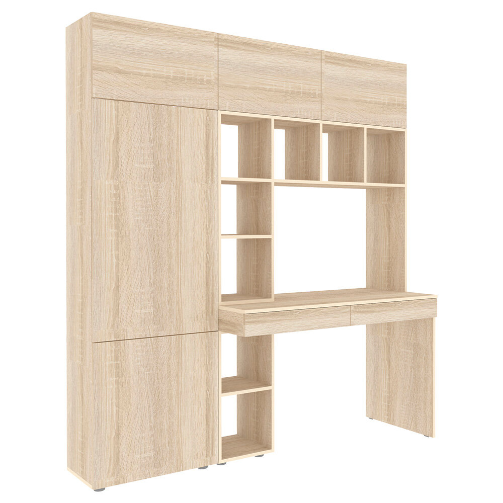 Стол письменный со стеллажом и шкафом 1800 Дуб Сонома Дуб Сонома