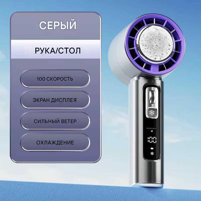 Мини-ручной USB вентилятор с аккумулятором 4000 мАч: высокоскоростной, портативный, для использования на улице и в помещении