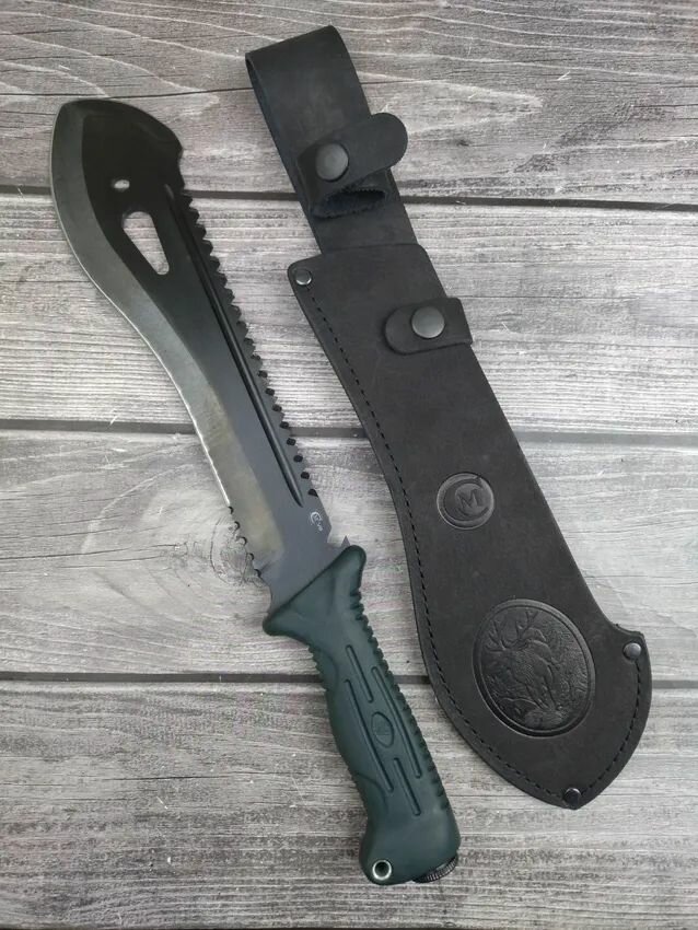 Мачете №1, сталь У8, рукоять эластрон, цельнометаллический, ножны из натуральной кожи, Официальный магазин производителя Мастерская Семина