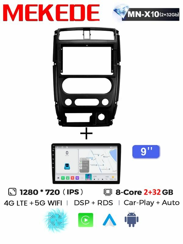 Магнитола 9" Mekede MN X10 Pro 2/32 Gb Suzuki Jimny 3 2005-2019 carplay