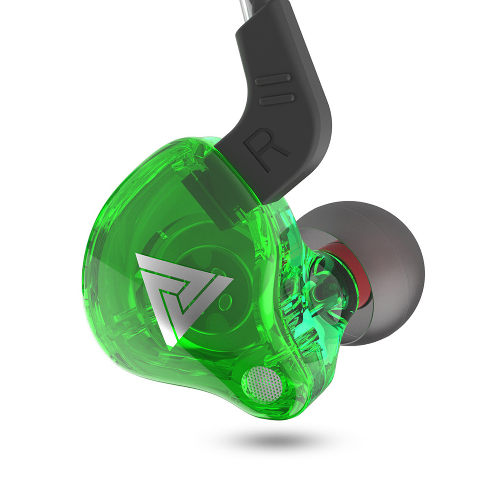 QKZ AK6 Универсальные наушники в ухо HiFi для спорта с микрофоном 3.5mm, для бега, цвет черный, красный, зеленый, желтый, синий (выбор), материал PC+TPE, упаковка 9*6*3cm, вес 50g, в комплект входят 1 наушник