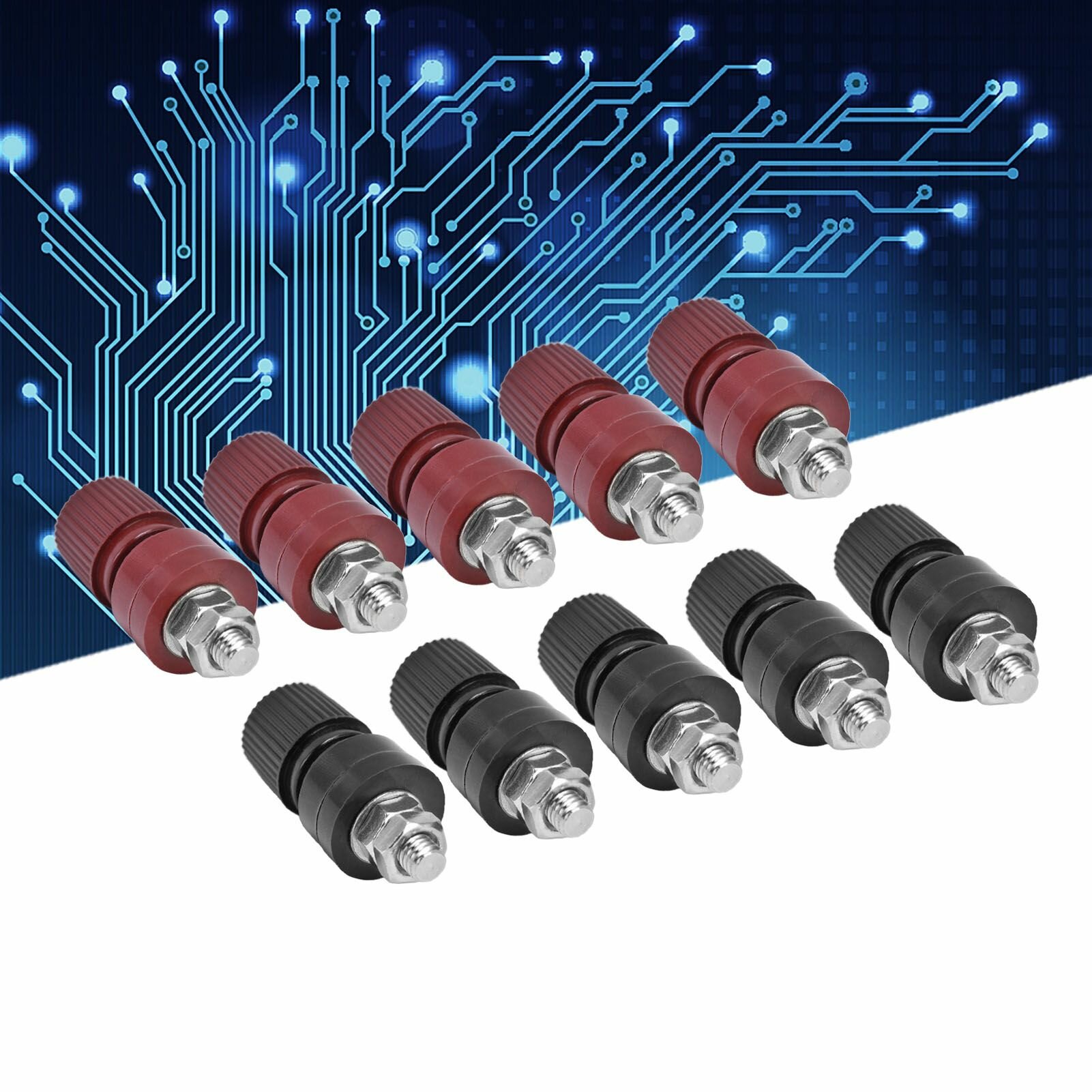 5 пар соединительных штырей, заземление, латунь, никелированная резьба M6, сварочная клемма, 0 В 380 В