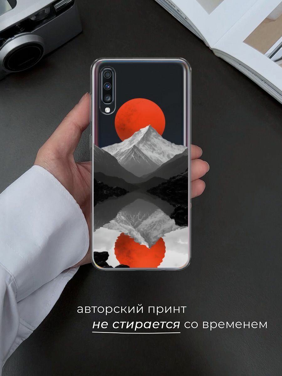 Чехол на Samsung Galaxy A70 / Самсунг Галакси А70 с принтом Белая гора 2, прозрачный — фото 1