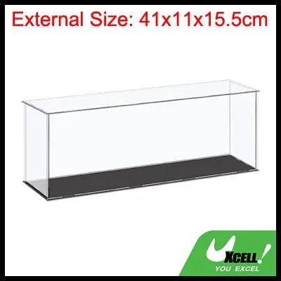 Прозрачный акриловый бокс для коллекций, 41x11x15.5 см, защита от пыли, для поделок и коллекций