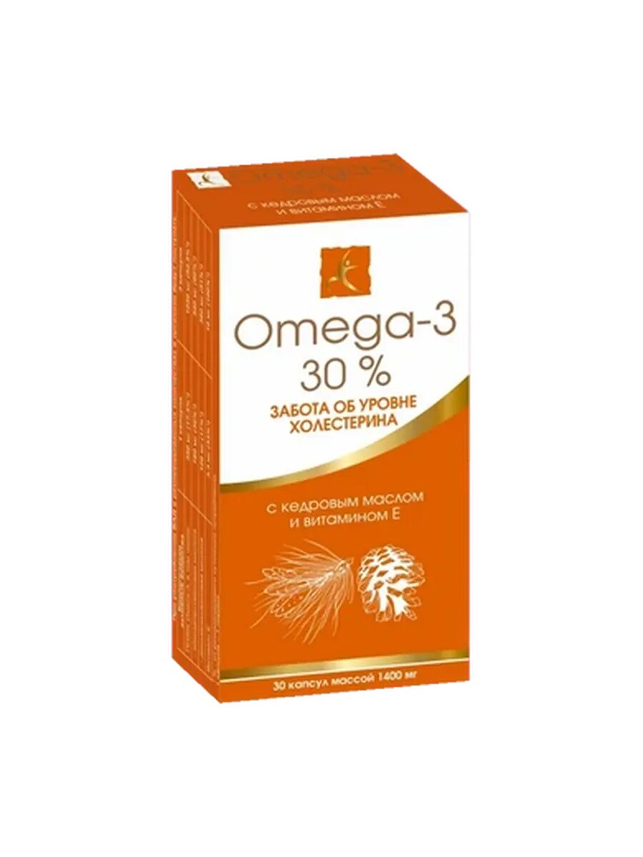 Омега-3 30% с кедровым маслом и витамином Е капсулы №30
