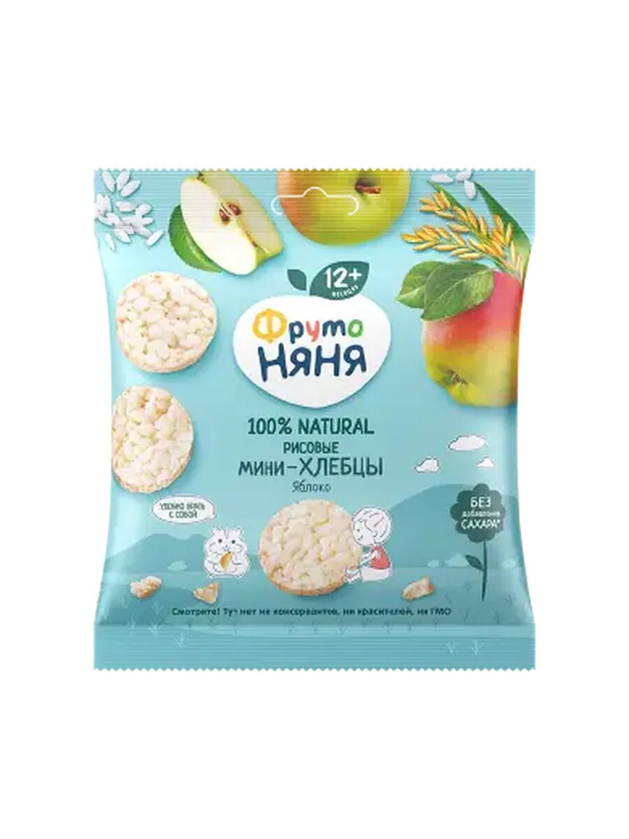 ФрутоНяня Мини-хлебцы рисовые с пребиотиком яблоко 30г