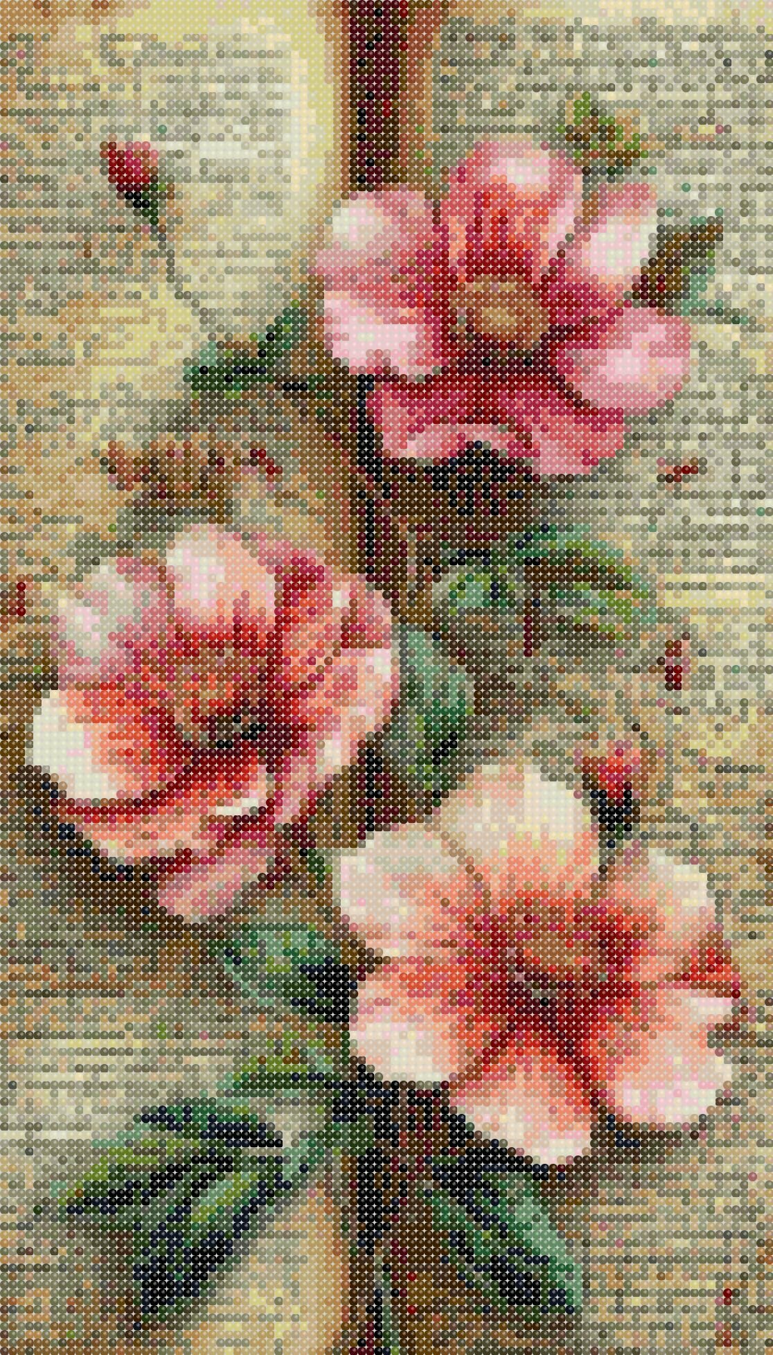 Схема вышивки бисером Шиповник (без бисера) 93х163 стежков (19х33 см) 59 цветов