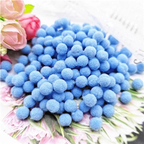 Синие помпоны 15 мм, 1000 шт, цвет 34 lake blue