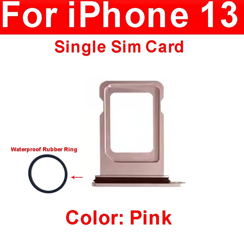Для Iphone 13 SIM-карт лоток двойной одиночный держатель SIM-карты SIM кардридер Слот для замены i13-Single-Pink