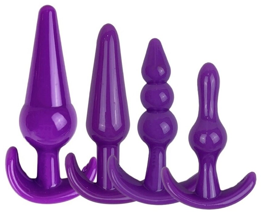 Набор из 4х анальных пробок, фиолетовый