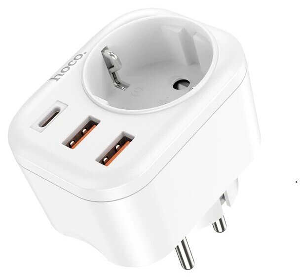 Сетевой фильтр удлинитель гнездо+PD 20W+2USB QC3.0 18W HOCO NS31 белый