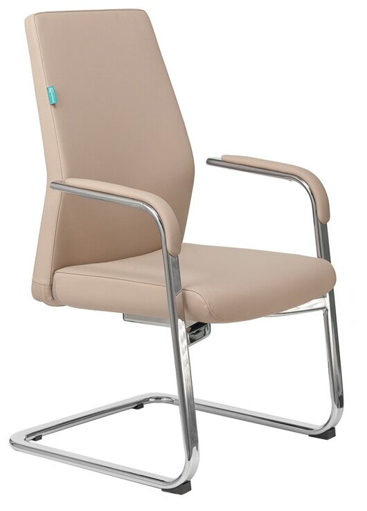 Кресло Бюрократ _JONS-LOW-V/BEIGE на полозьях бежевый кожа