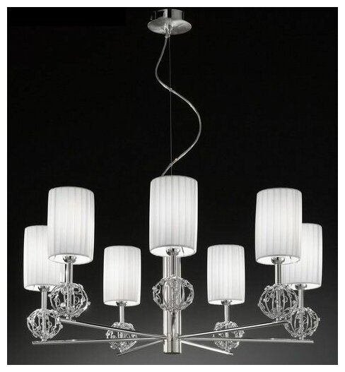 Люстра - Kolarz - FLO.1095/7 01 T-WH - LARA - хром, белые абажуры, фиолетовые кристаллы Сваровски