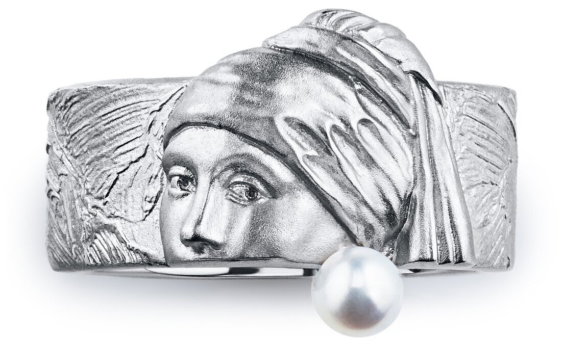 Кольцо, серебро, 925 проба, родирование, жемчуг