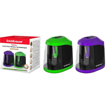 Точилка электрическая Erich Krause "Spiral" на батарейках пластик. ассорти корпус 70*90*90