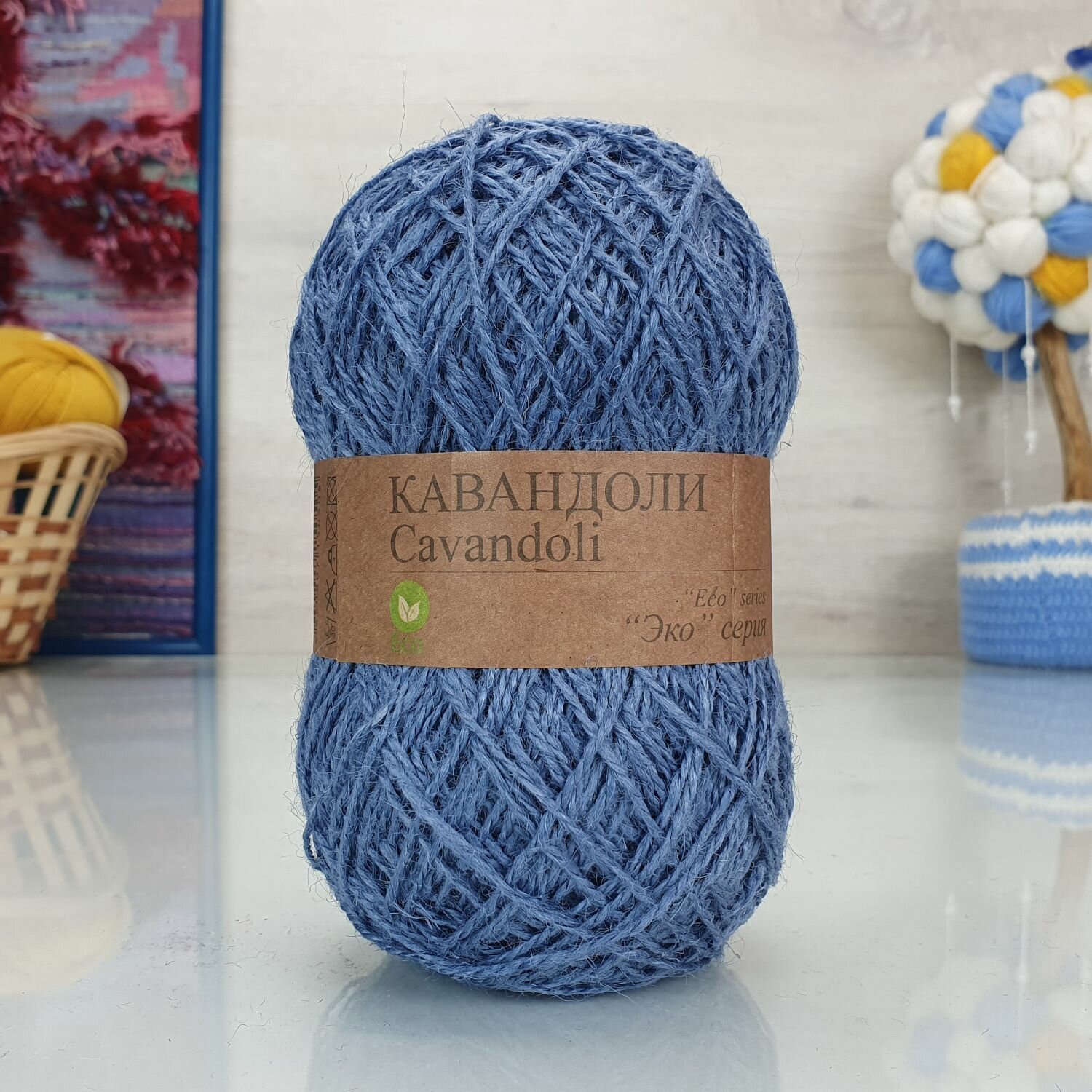 Пряжа Прочее Кавандоли цветной, джинс - 11, 100% джут, 5 мотков, 100 г, 180 м.