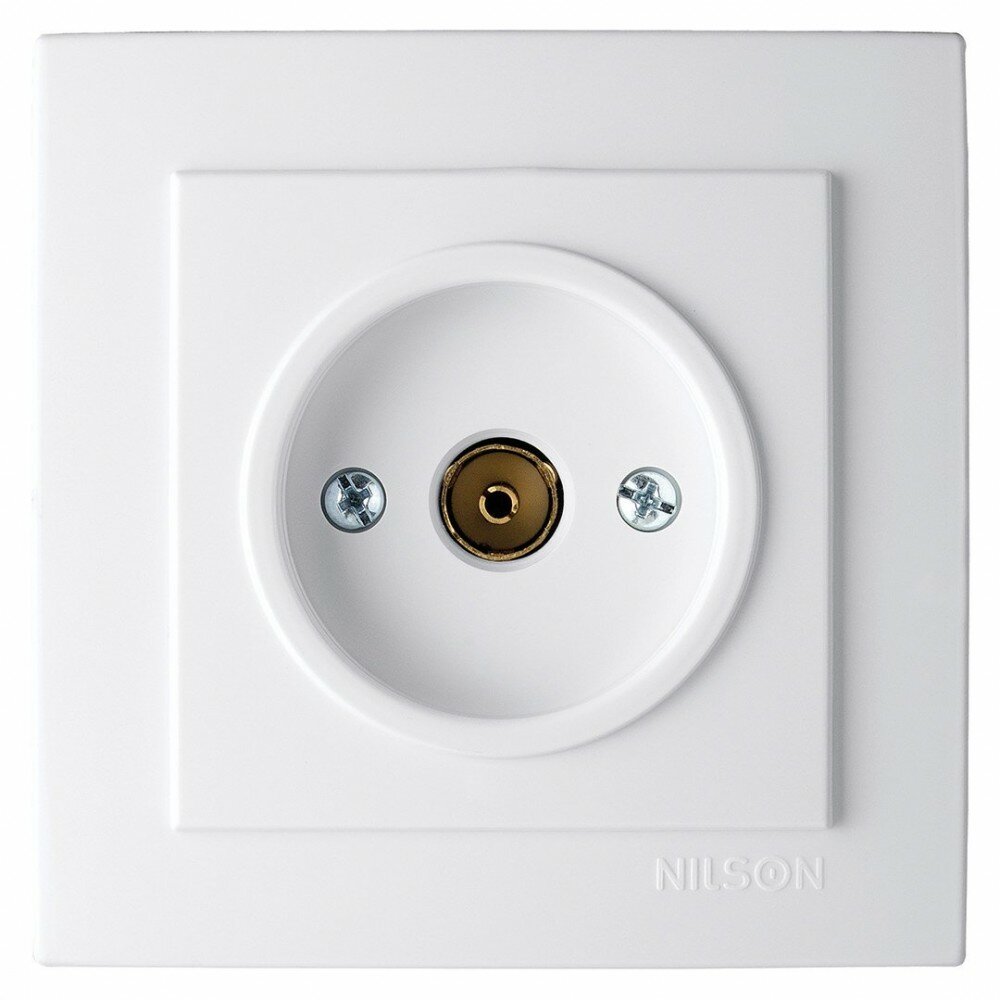 NILSON Розетка 1СП тв проходная белая Touran naturel 24111028