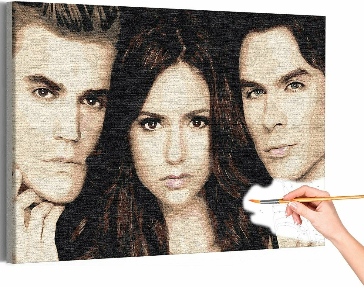 Дневники вампира - Сальваторе и Елена Раскраска картина по номерам на холсте 40х50