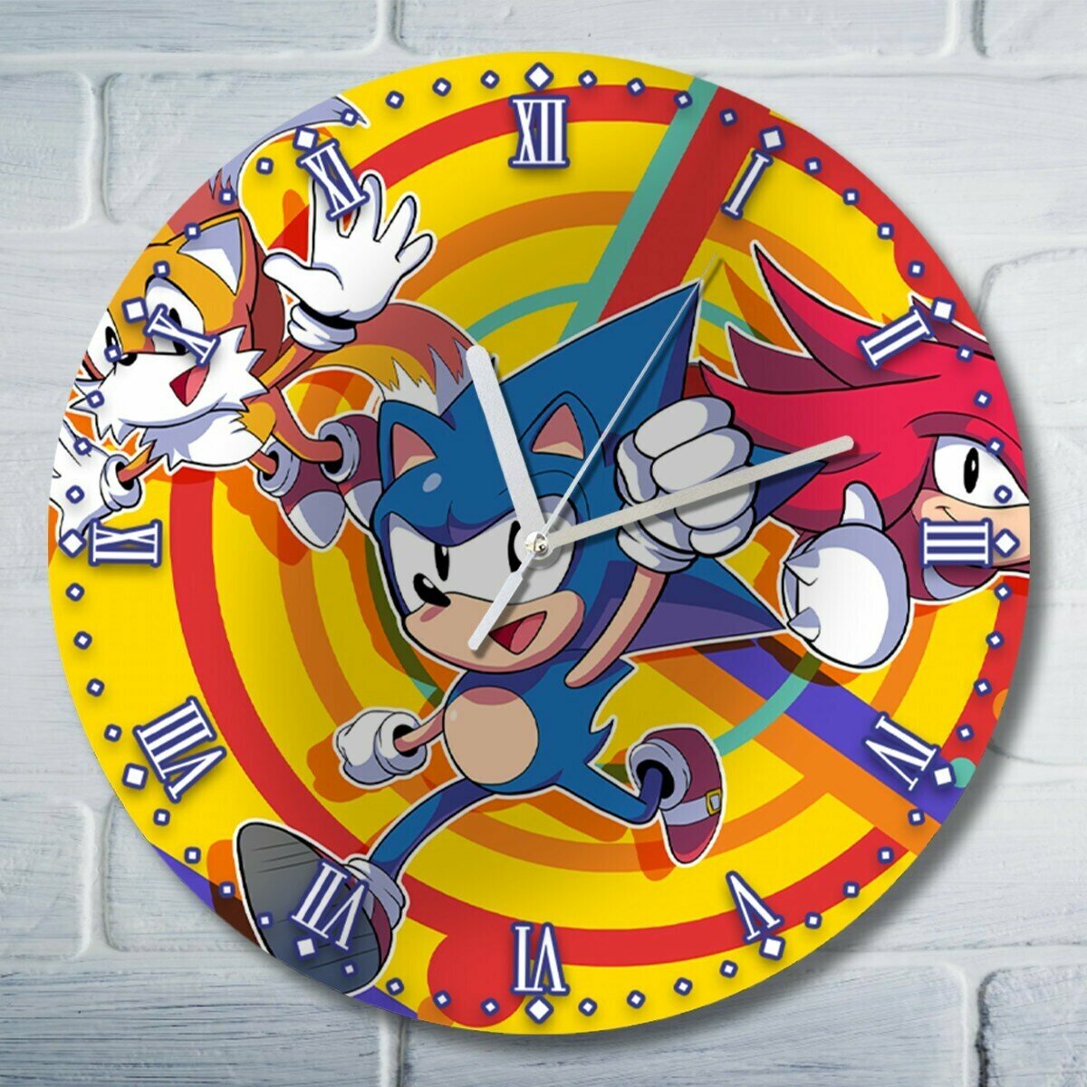 Настенные часы УФ с рисунком игры Sonic Mania - 4573