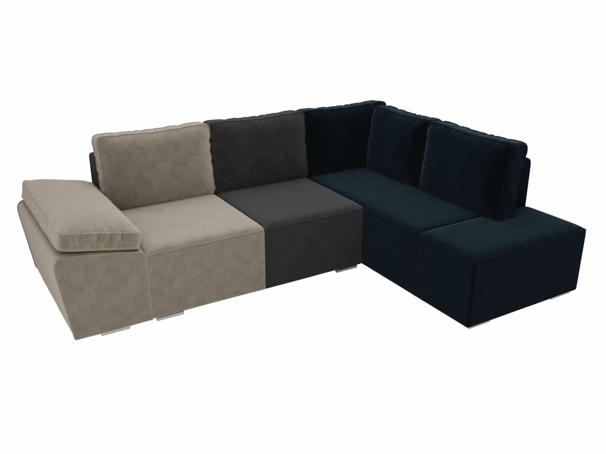 Artum Диван угловой Хавьер, Диван еврокнижка Хавьер велюр бежевыйсерыйсиний правый