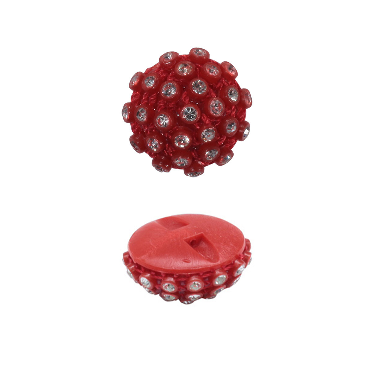 Пуговицы со стразами на полуножке 28L (18 мм) Айрис, TS 301, пластик (красный), 2 шт