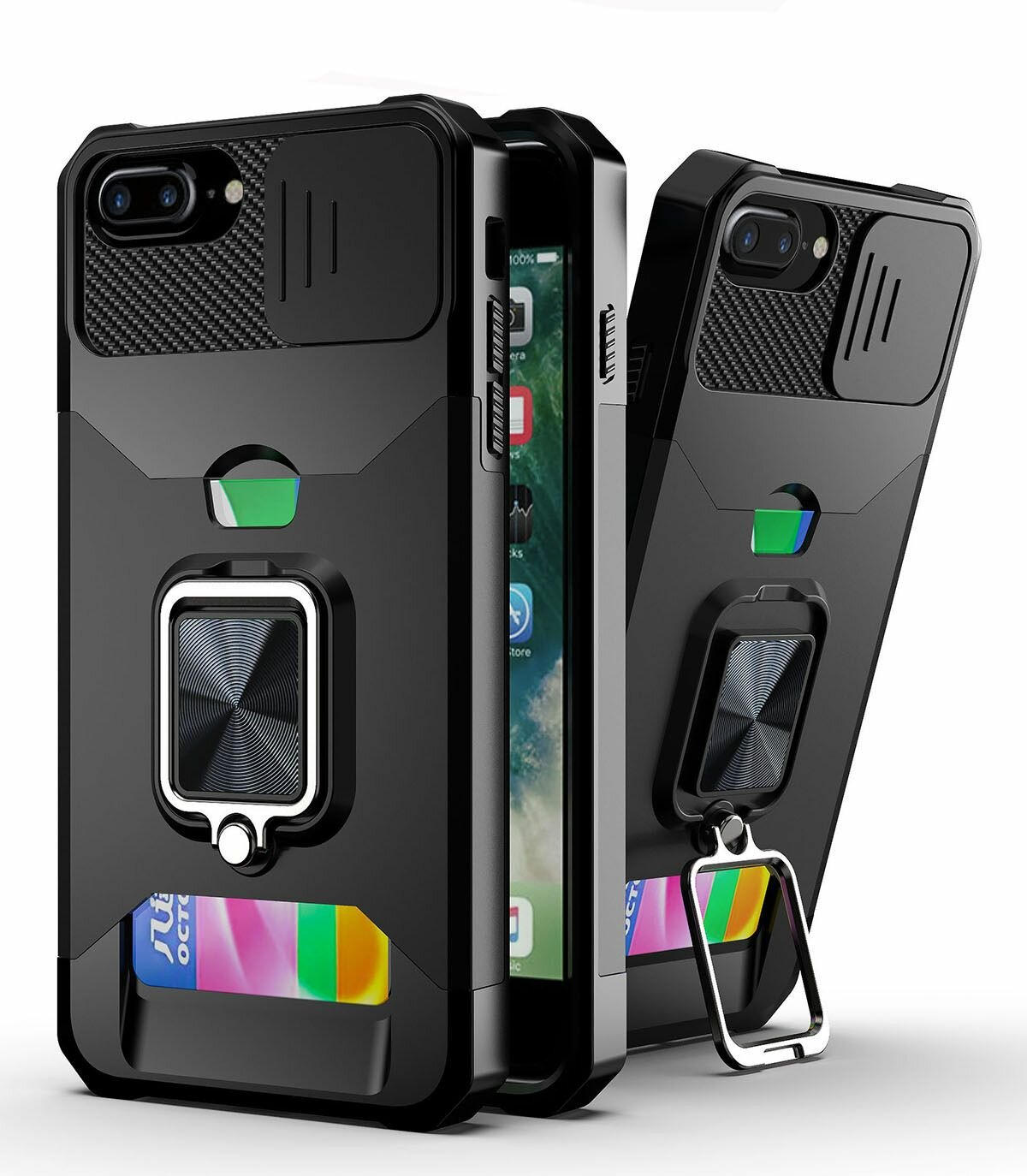 Противоударный чехол Сard Reader Case для iPhone 7 Plus / 8 Plus черный