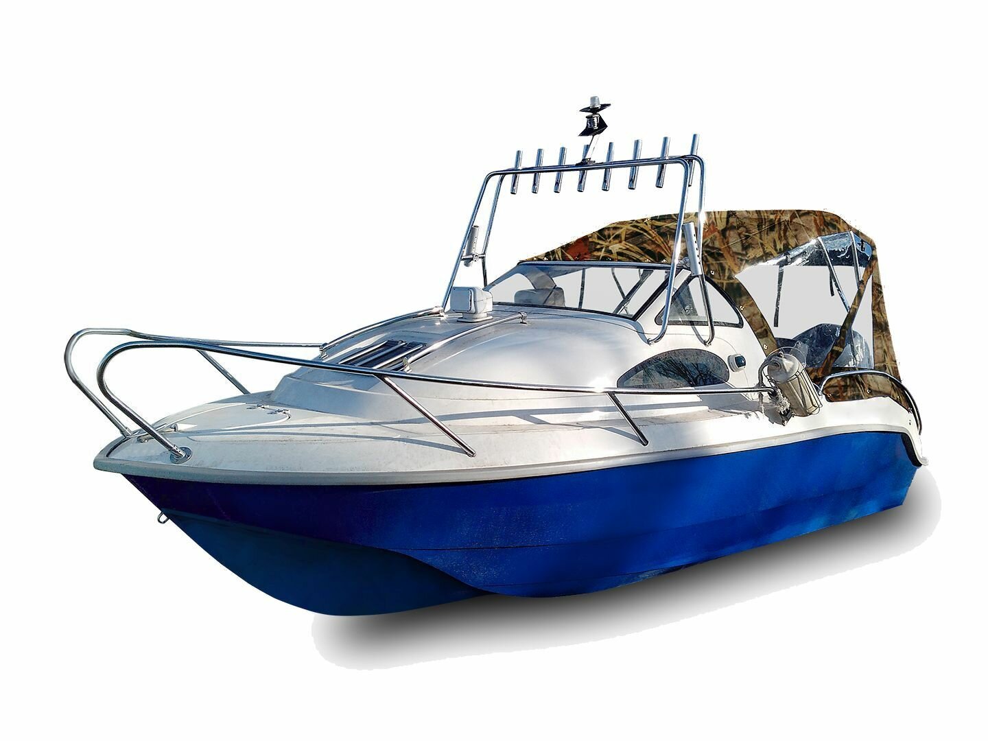 Корвет 600 ВА. Corvet 600 WA. Тент с дугами с креплениями на штатное стекло