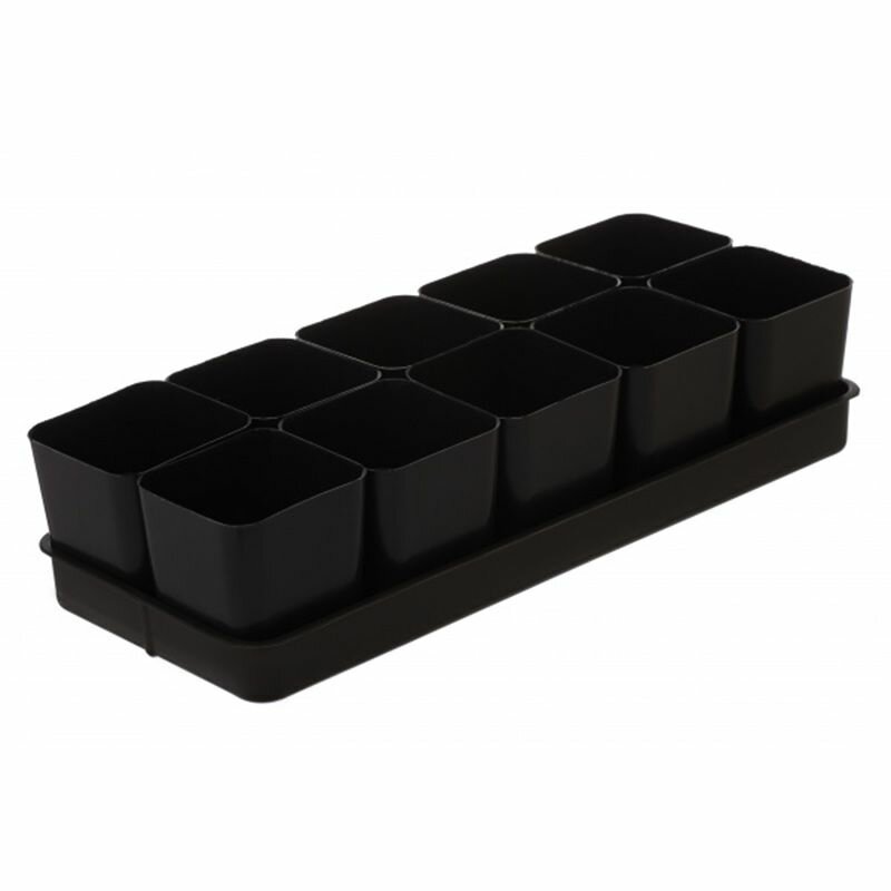 Горшочки для рассады со съемным дном на поддоне, 800 мл, квадратные, пластиковые, набор 10 стаканчиков + поддон