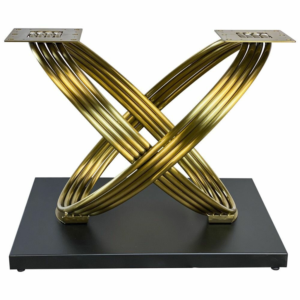 Подстолье 2124EM STOOL MARKET золотой и черный, прямоугольная столешница, прямоугольное основание