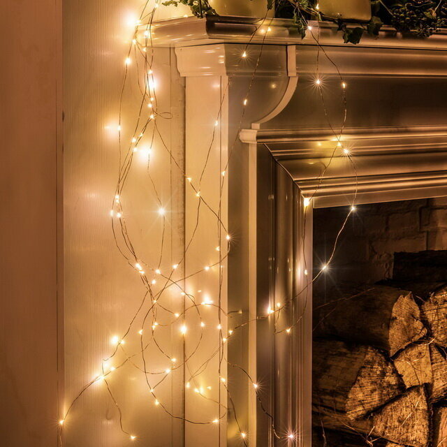 Гирлянда Лучи Росы 10*1 м, 100 теплых белых мини LED ламп, контроллер, серебряная проволока, IP44, Koopman, AX8702710