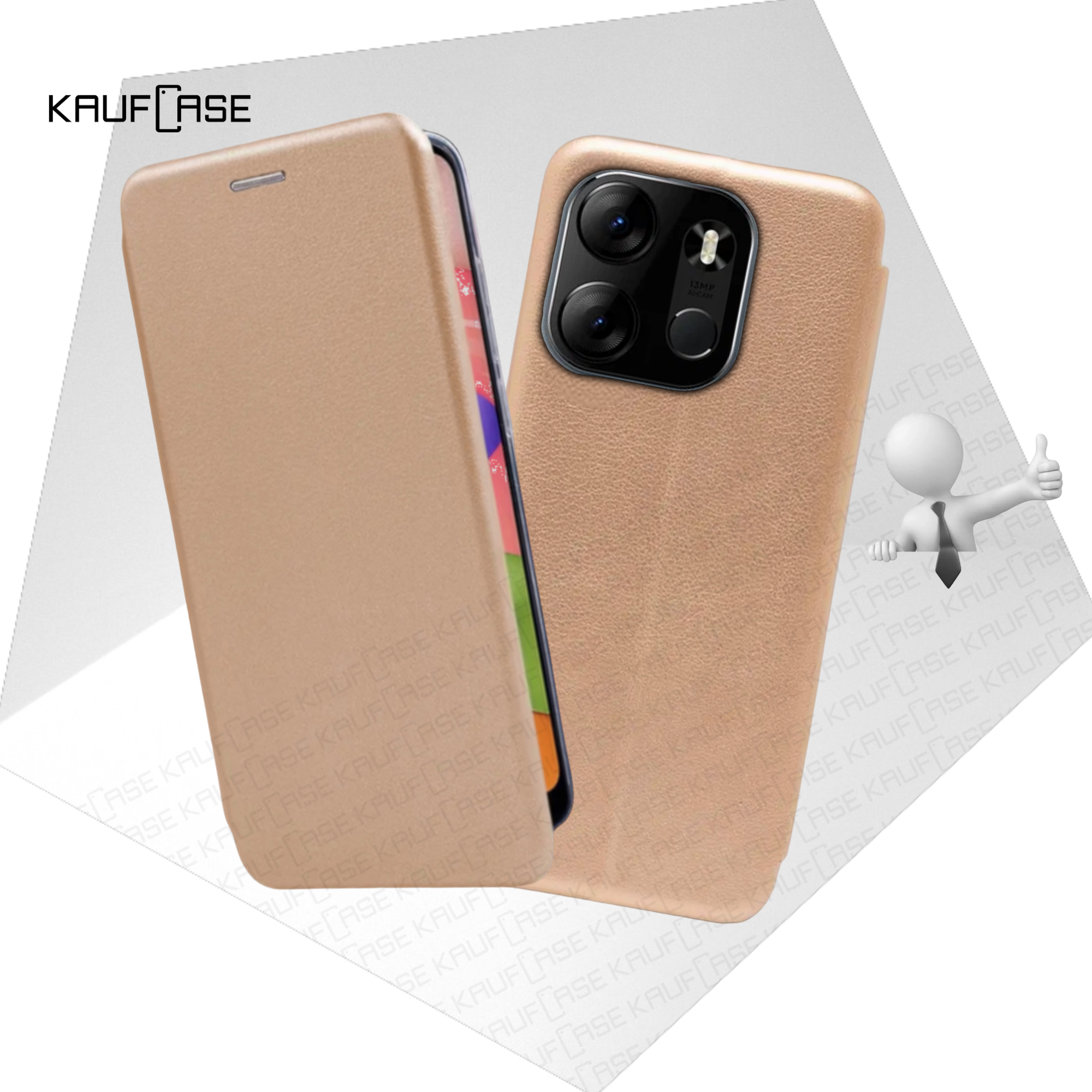 Чехол книжка для телефона Tecno Spark Go 2023 /Pop 7 (BF7 /BF6) (6.56"), золото. Текстура под кожу