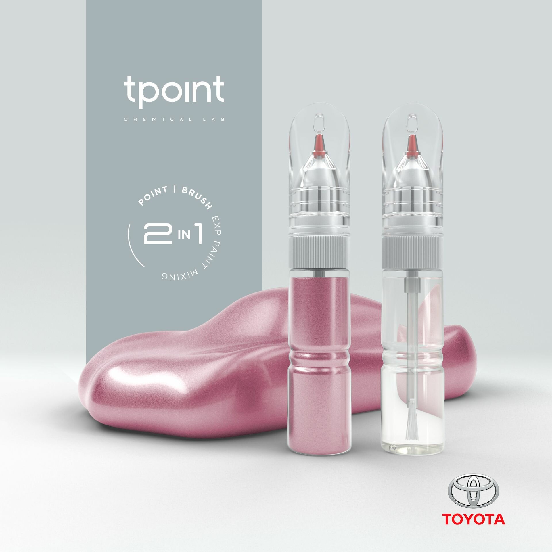 Набор - штрих-корректоров для TOYOTA PIXIS EPOCH "LIGHT ROSE MICA MET", код цвета: T22, штрих-корректор от сколов и царапин, 20мл+20мл