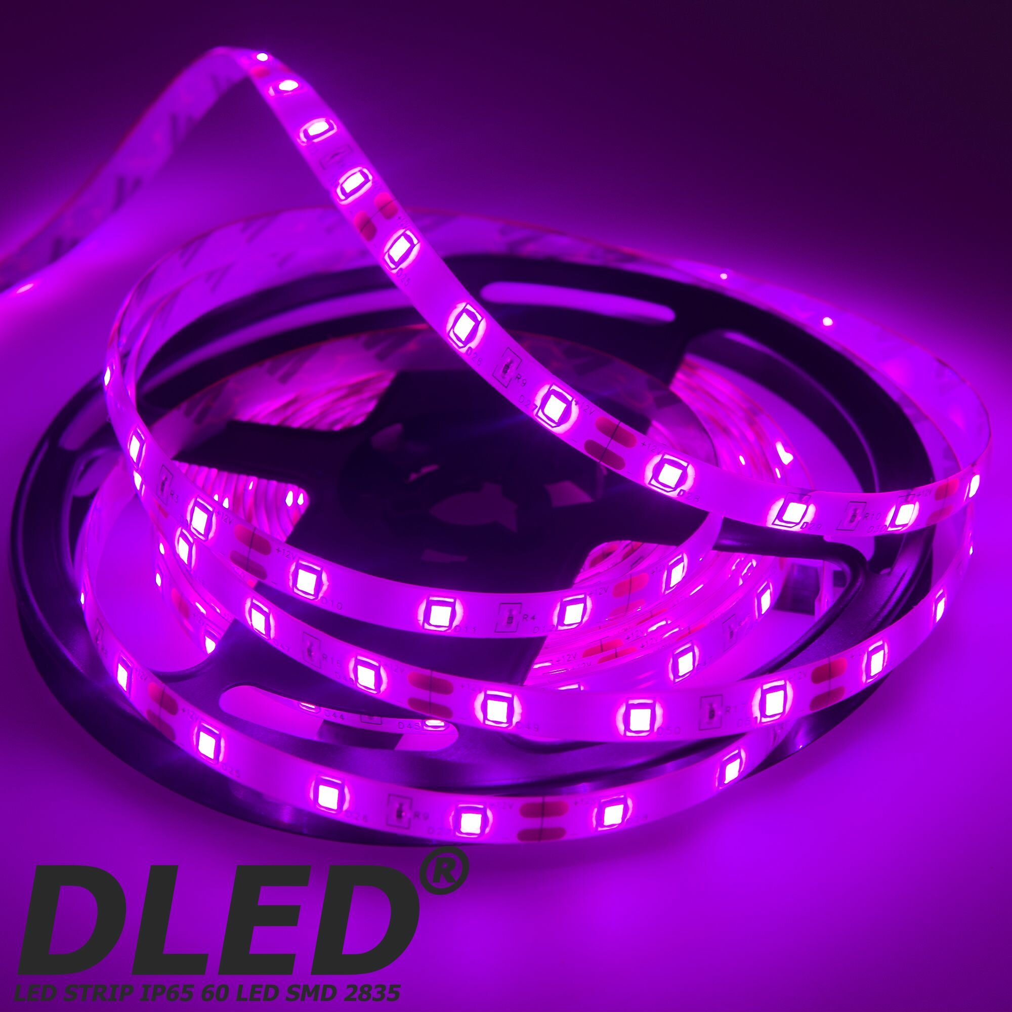 Комплект 5 метров влагозащищенной светодиодной лентой SMD 2835 (60 LED IP65 Розовая) с блоком питания