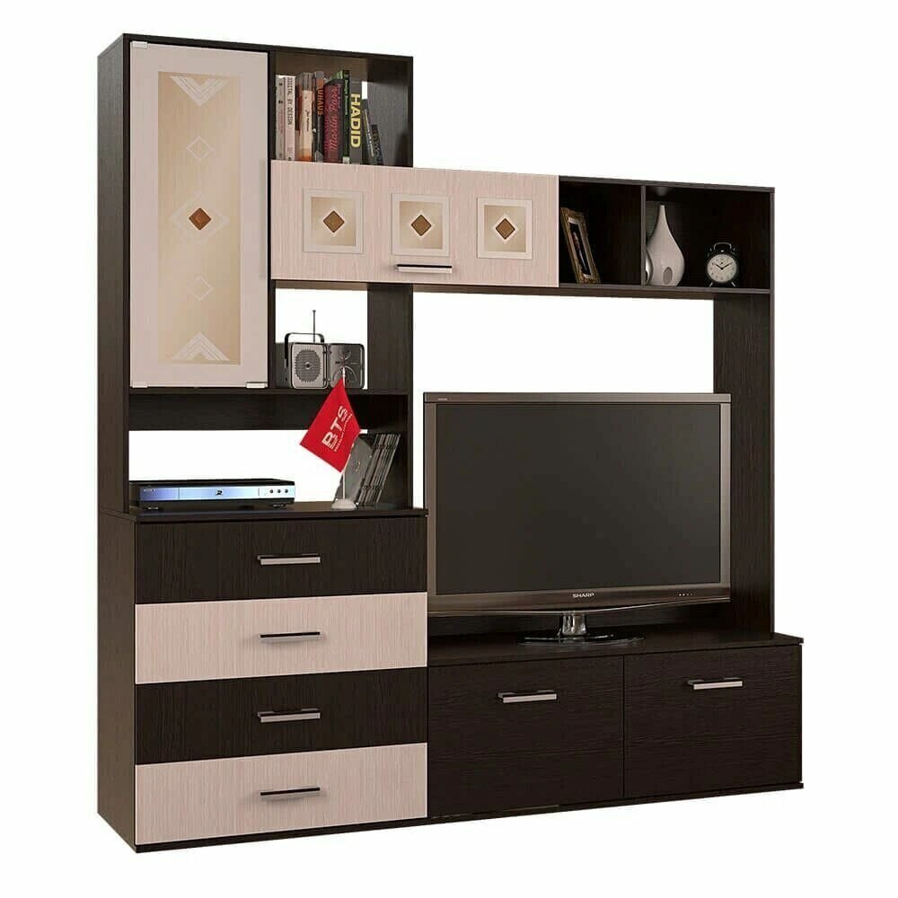 Центральная секция «Белла», для гостиной, венге/дуб атланта (2000х470х2120)