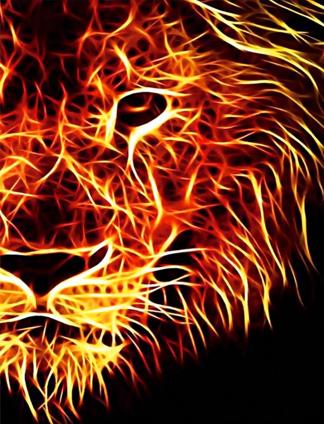 Алмазная мозаика 40X50 Огненный лев на подрамнике (картина стразами с декоративной рамкой)