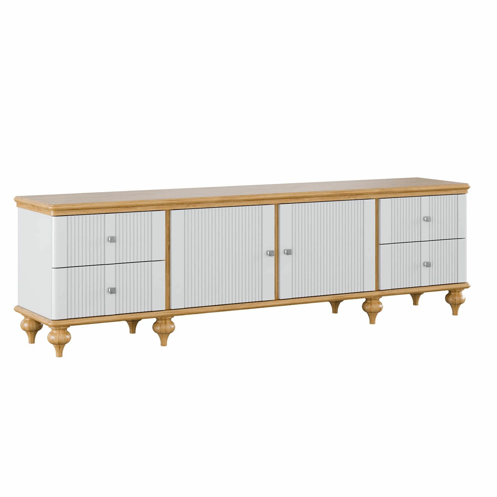 Тумба ТВ ММЦ Гостиная Рандеву 24 (белый лак+антик №24) из массива сосны