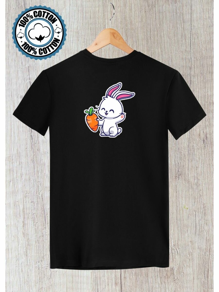 Футболка стикер зайчик и морковь