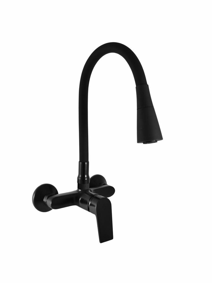 Смеситель кухонный настенный с гибким изливом, цвет черный, RAV SLEZAK, CO102.5/13CMAT