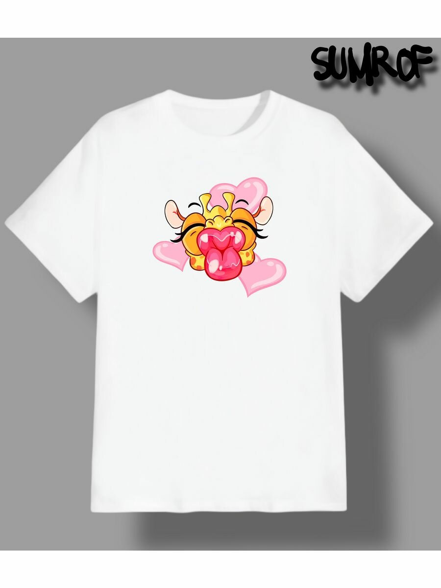 Футболка жираф поцелуй губы