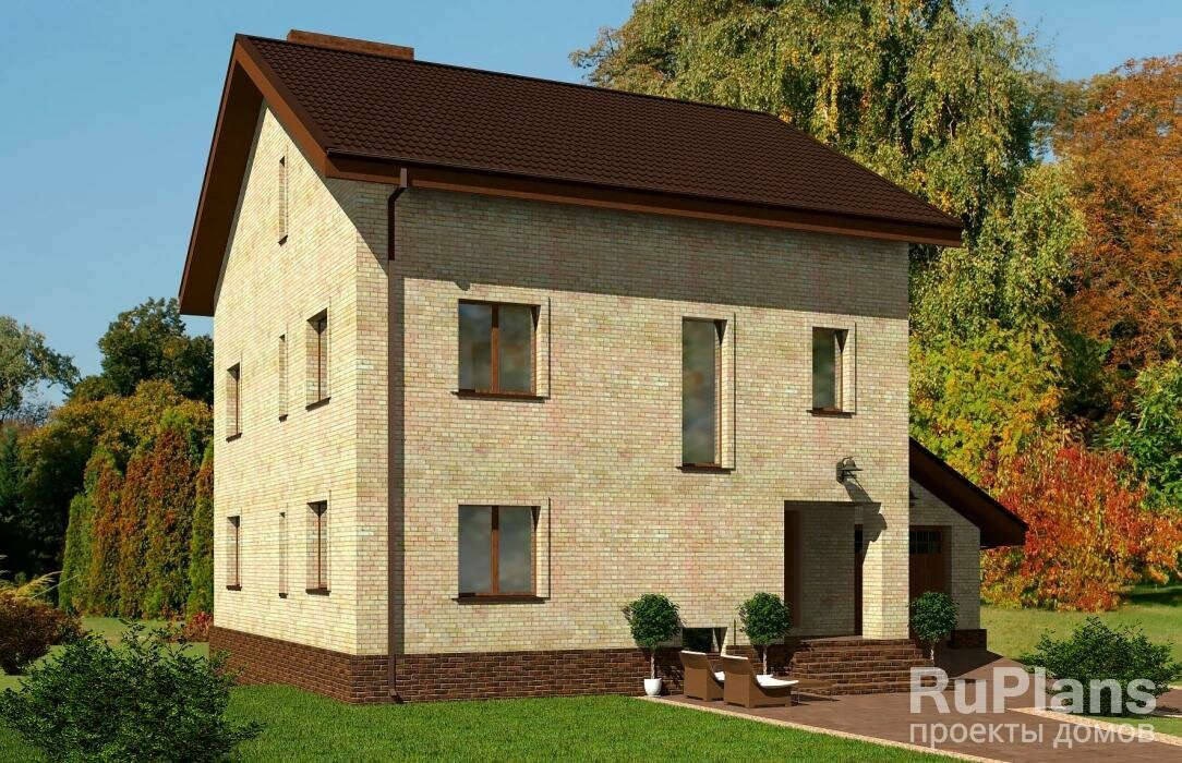 Двухэтажный дом с подвалом и гаражом (260 м2, 11м x 14м) Rg5070