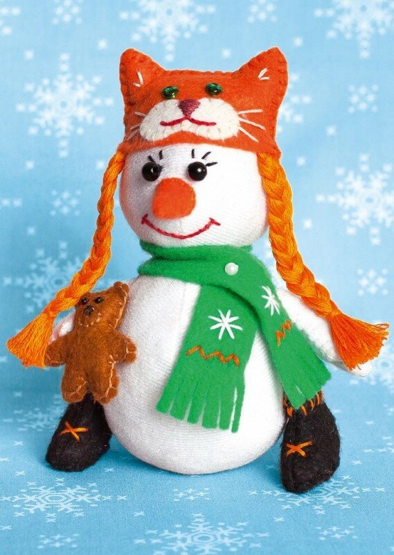 Набор для шитья Перловка #ПСФ-1604 Снеговичка, 13.5 см