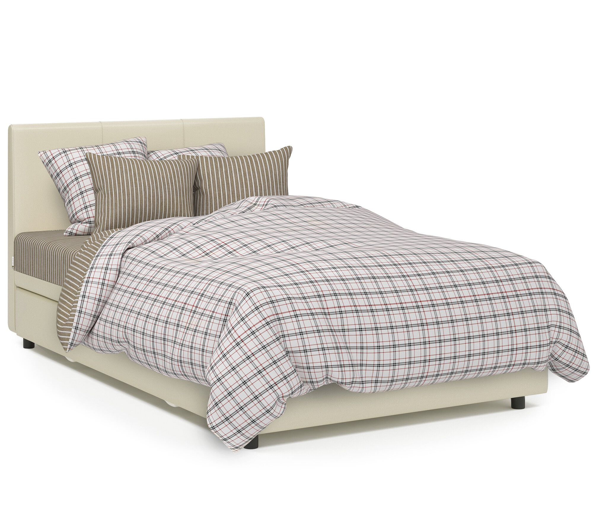 Тахта кровать Классика, 160х198 см, экокожа беж и узоры