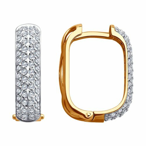 Серьги, красное золото, 585 проба, фианит