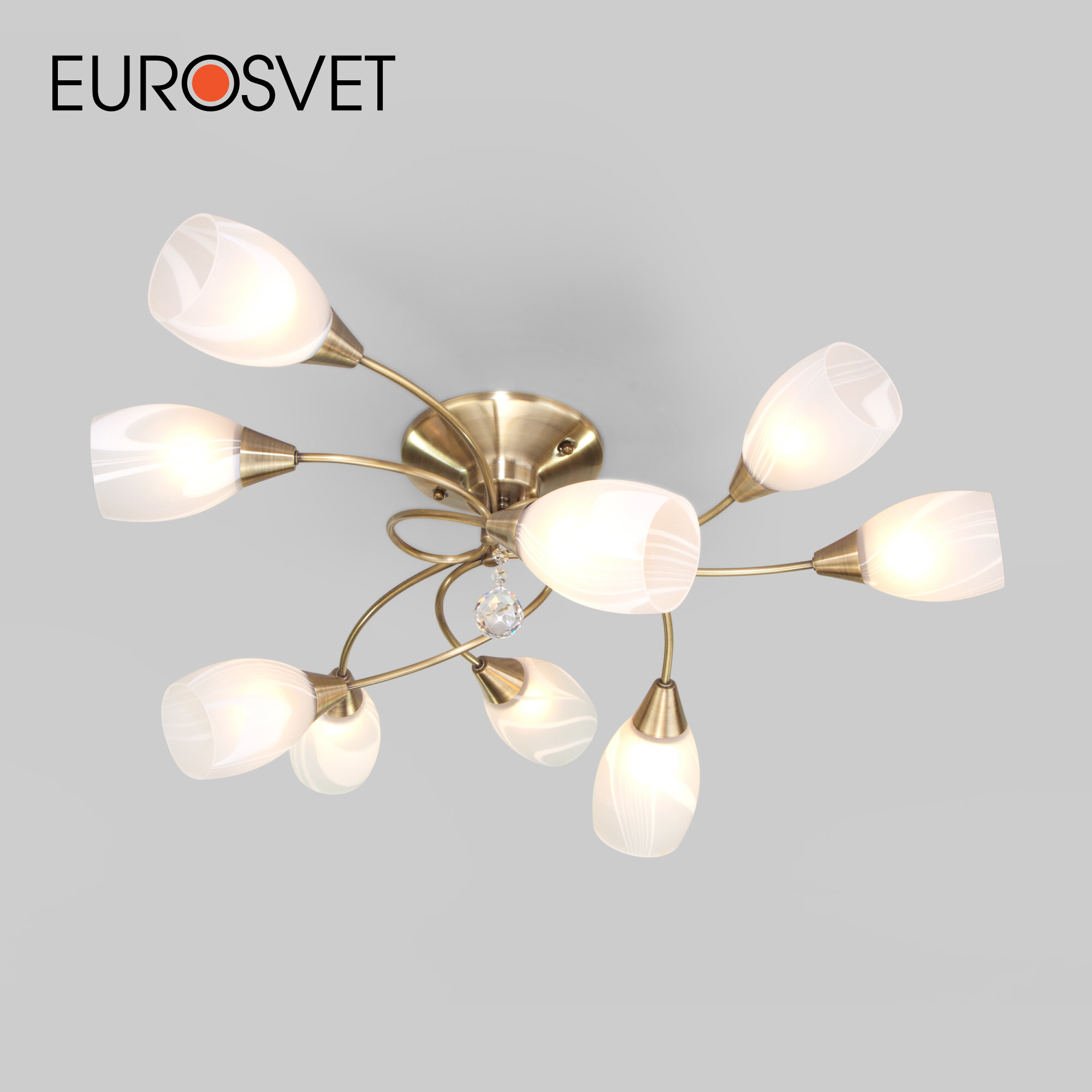 Люстра / Потолочный светильник Eurosvet Virginia с хрустальной подвеской 2275/9 цвет античная бронза