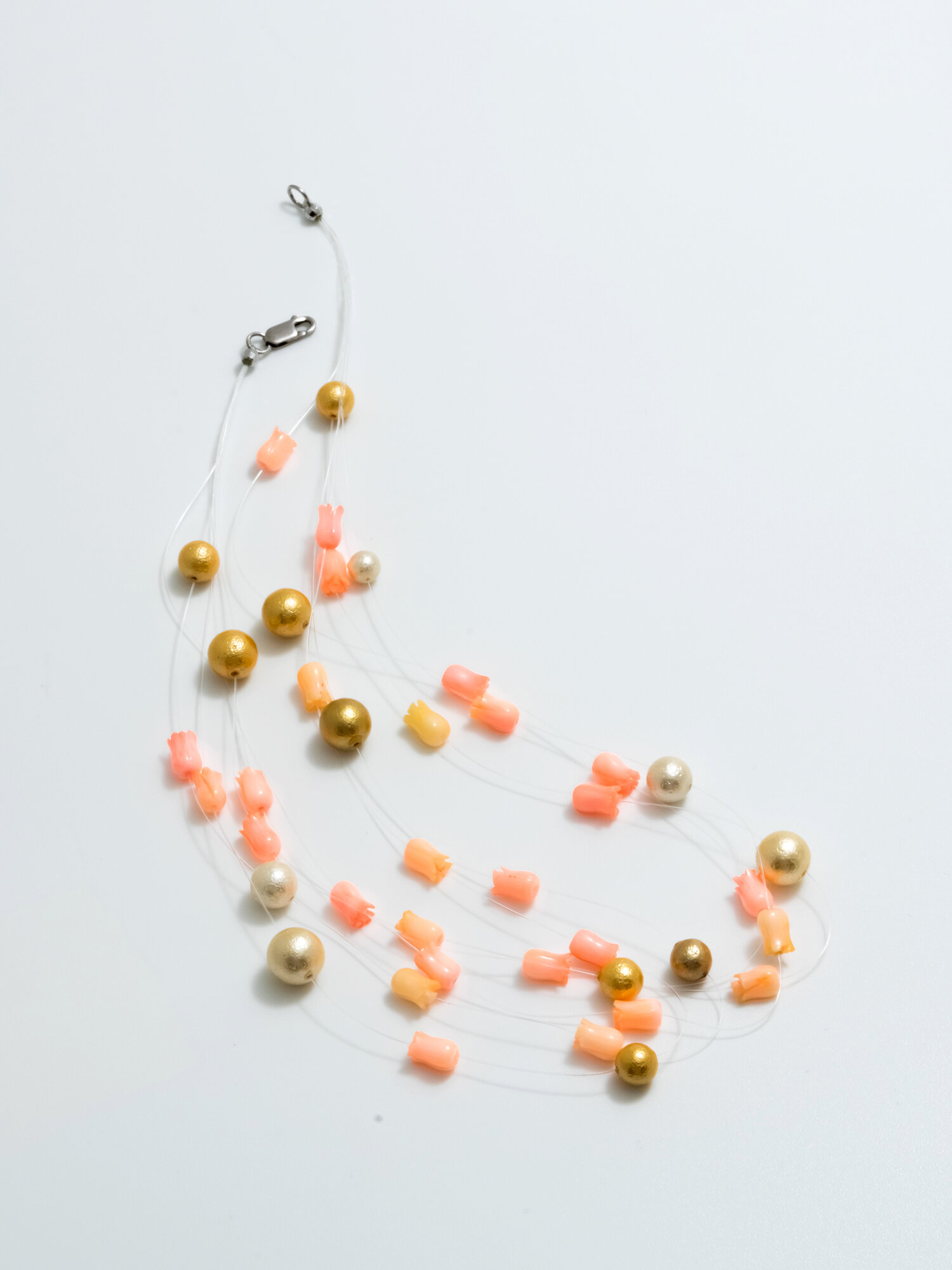 Колье, жемчуг имитация, коралл