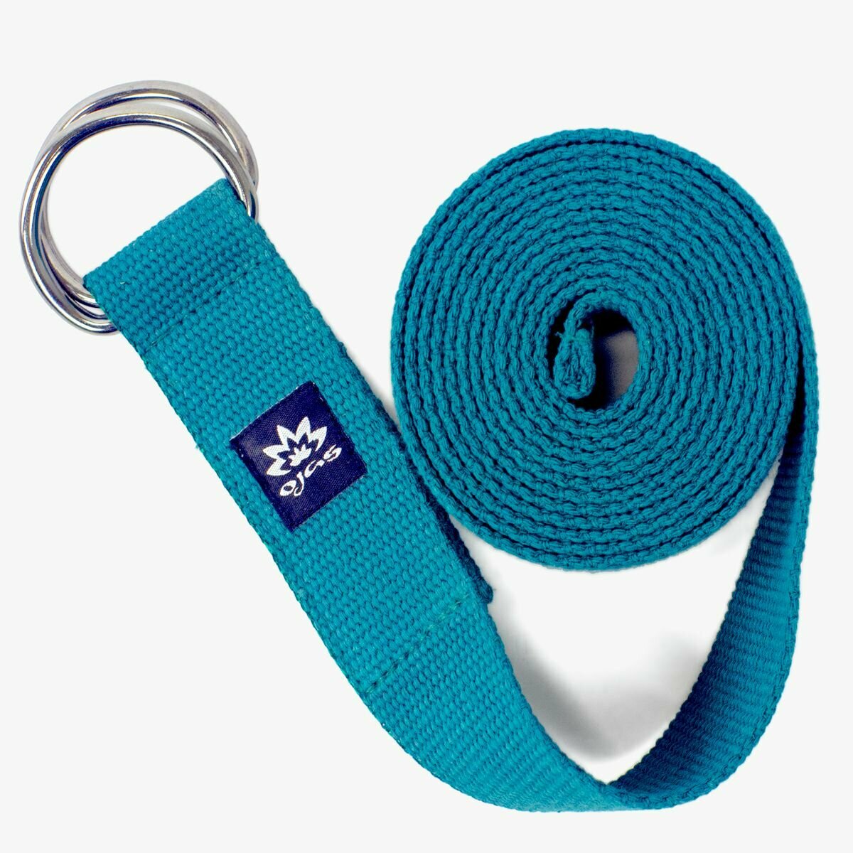 Ремень с кольцами для йоги OJAS Natural 300х4 см, хлопок, тренировочный ремень для йоги и растяжки