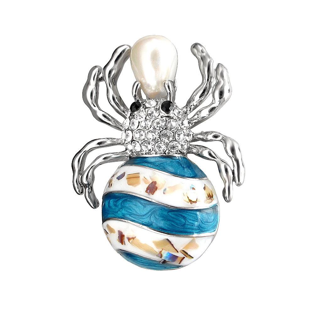 Брошь, жемчуг имитация, стразы, перламутр