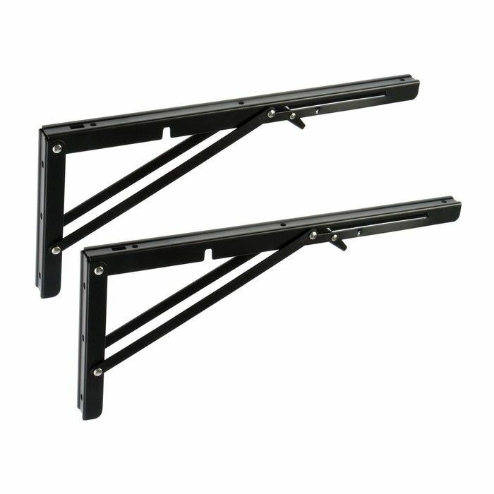 Кронштейн складной для столов и полок тундра, K001, 2 шт, длина 400 мм, сталь цвет черный