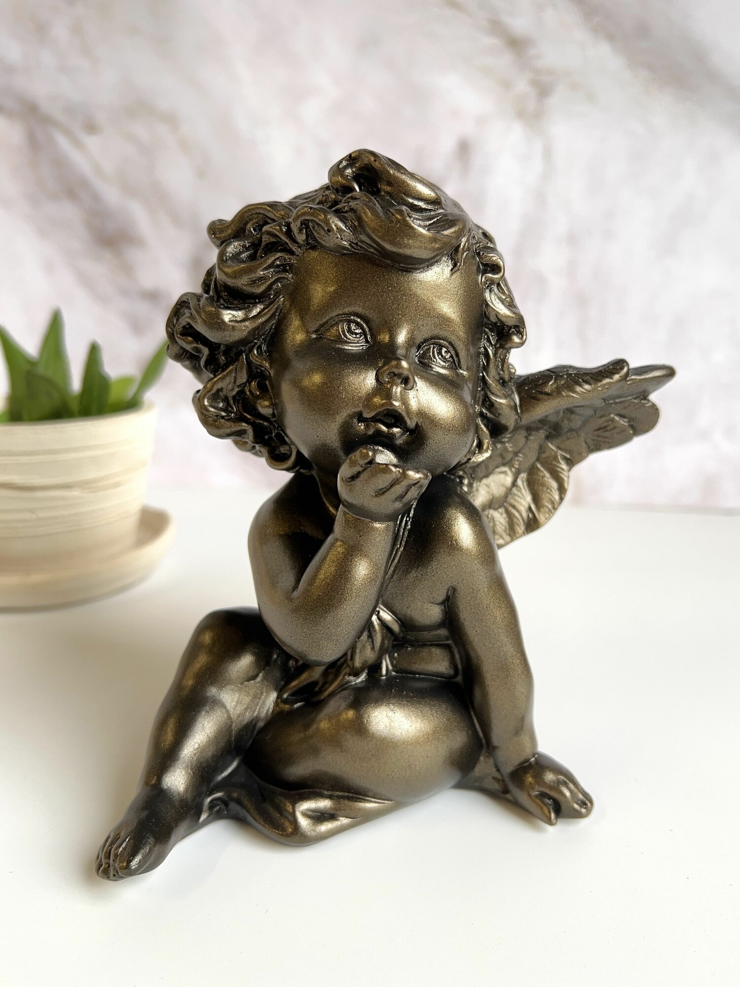 Статуэтка Ангелочек. Цвет бронзовый. Гипс